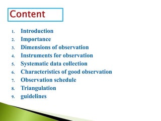 Observation: tool for data collection | PPTX