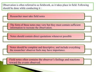 Observation: tool for data collection | PPTX