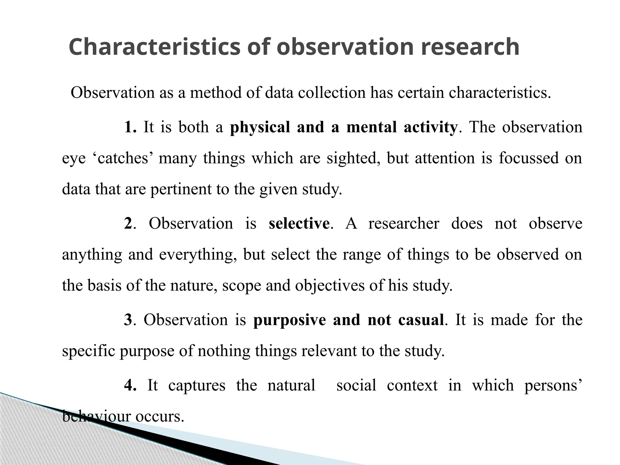 Observation as an instrument of Data collection | PPTX