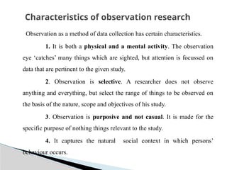 Observation as an instrument of Data collection | PPTX
