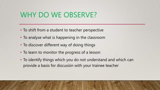 OBSERVATION - PLANNING. How to plan your classes | PPTX