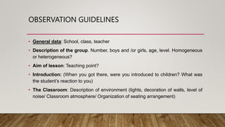 OBSERVATION - PLANNING. How to plan your classes | PPTX