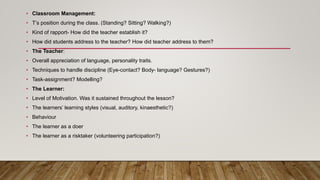 OBSERVATION - PLANNING. How to plan your classes | PPTX