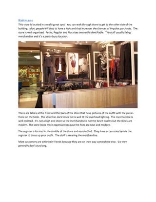 Observation retail-stores | PDF | Malls & Shopping Centers | Attractions