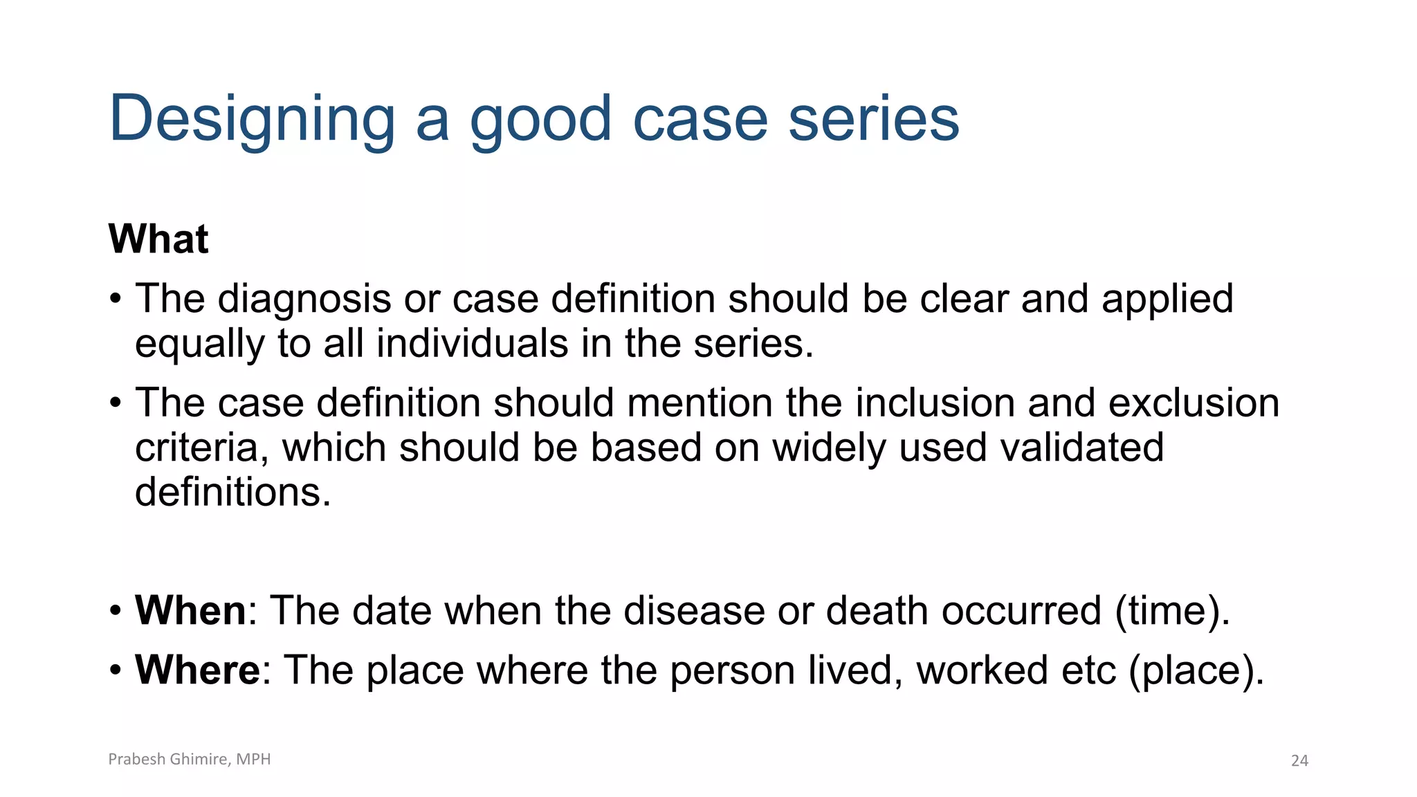 Observational descriptive study: case report, case series & ecological ...