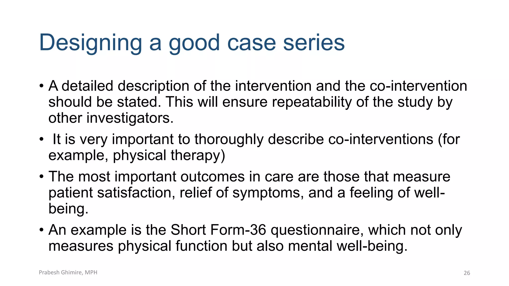 Observational descriptive study: case report, case series & ecological ...