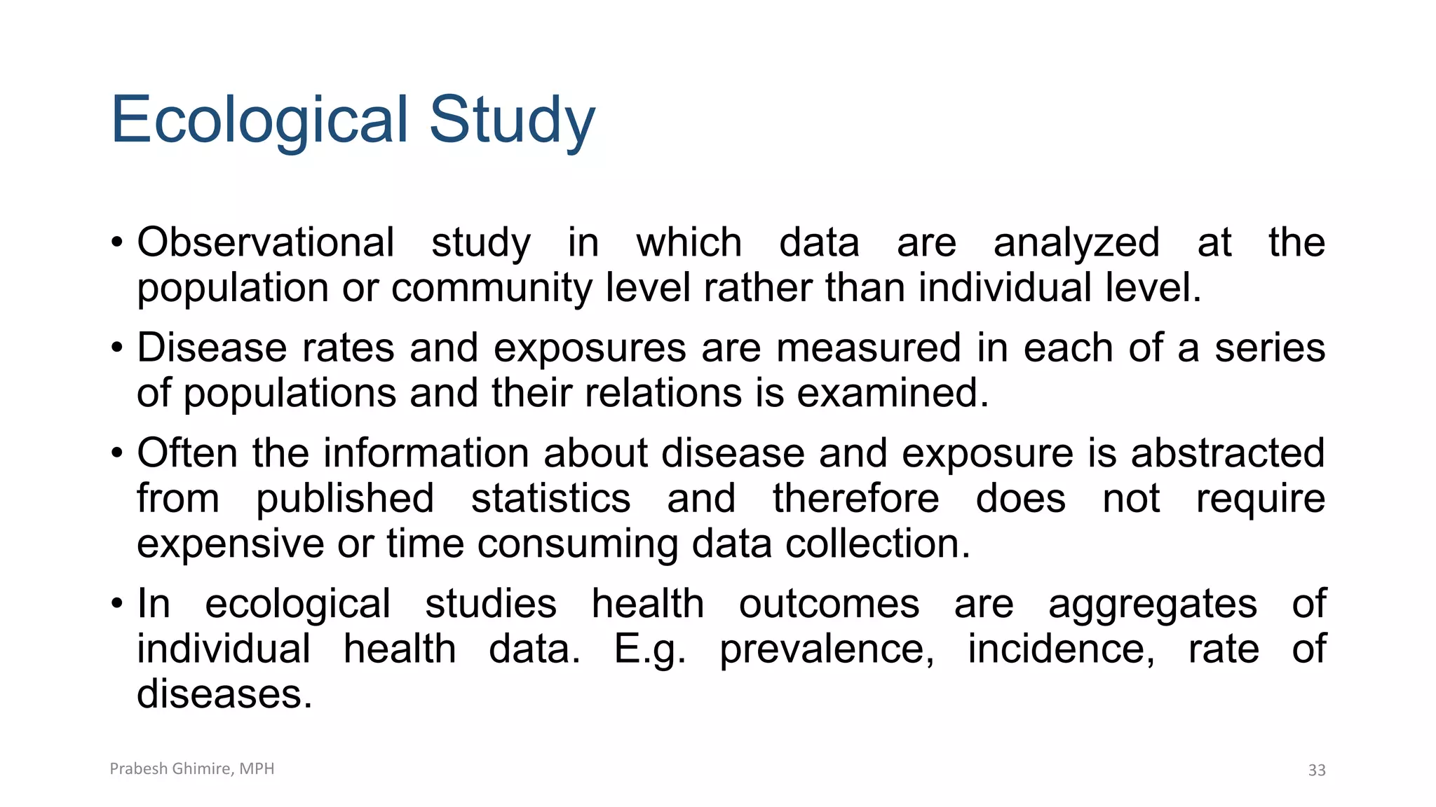 Observational descriptive study: case report, case series & ecological ...