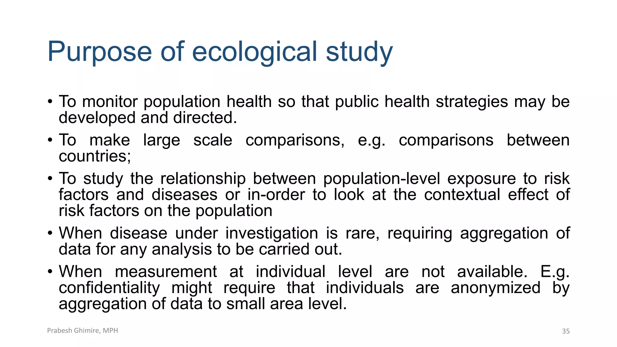 Observational descriptive study: case report, case series & ecological ...