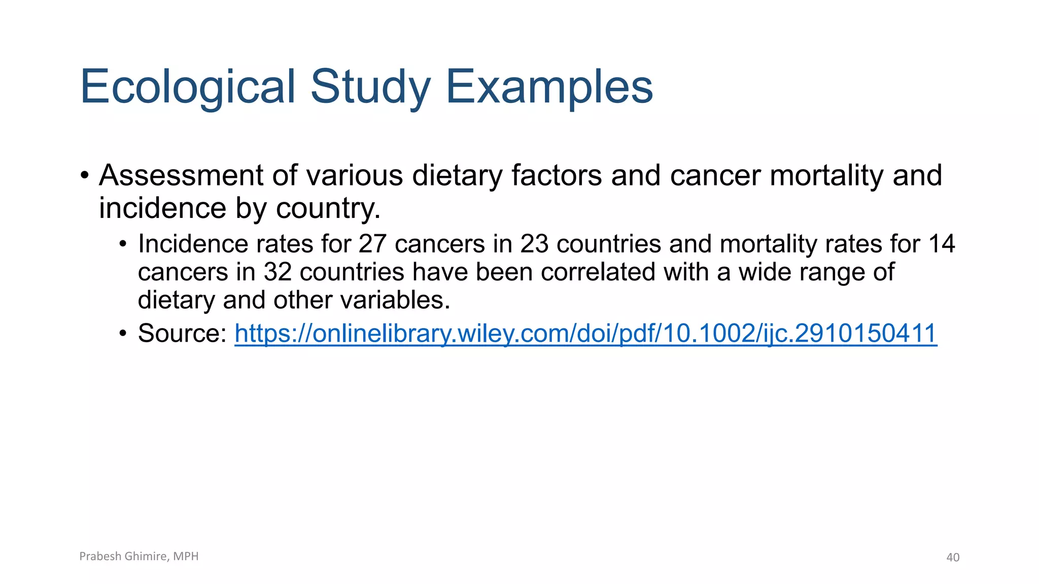 Observational descriptive study: case report, case series & ecological ...
