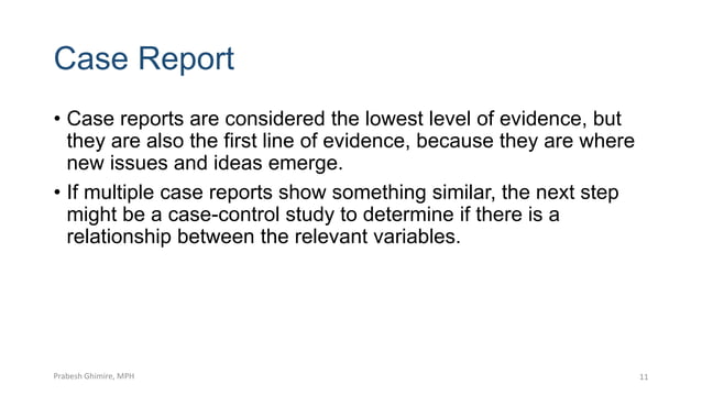Observational descriptive study: case report, case series & ecological ...