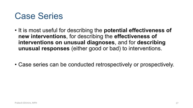 Observational descriptive study: case report, case series & ecological ...
