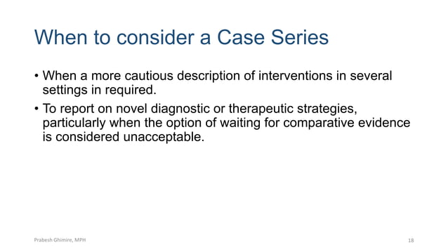 Observational descriptive study: case report, case series & ecological ...