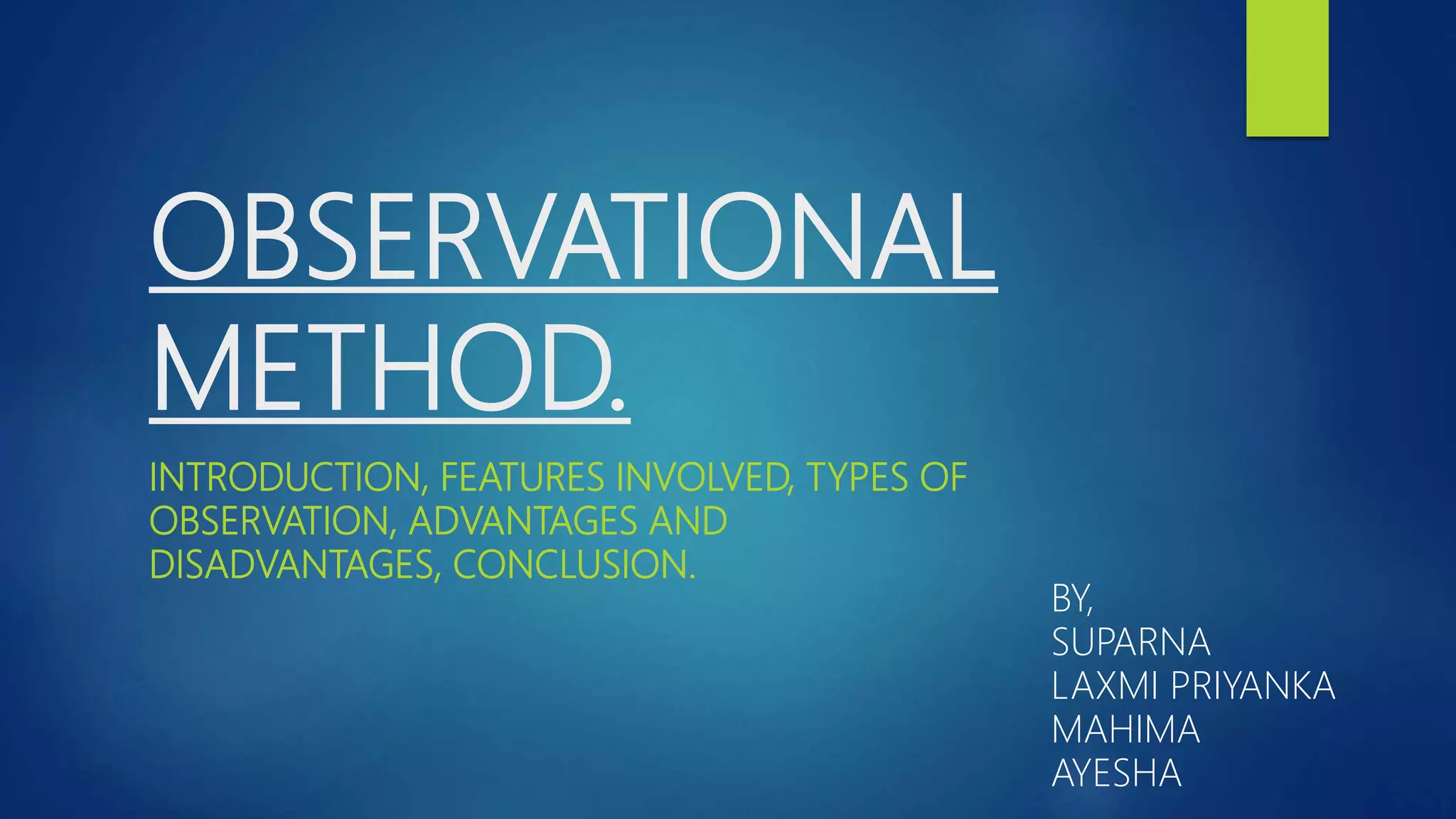 Observational method - Psychology | PPTX