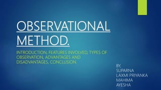 Observational method - Psychology | PPTX