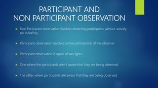 Observational method - Psychology | PPTX