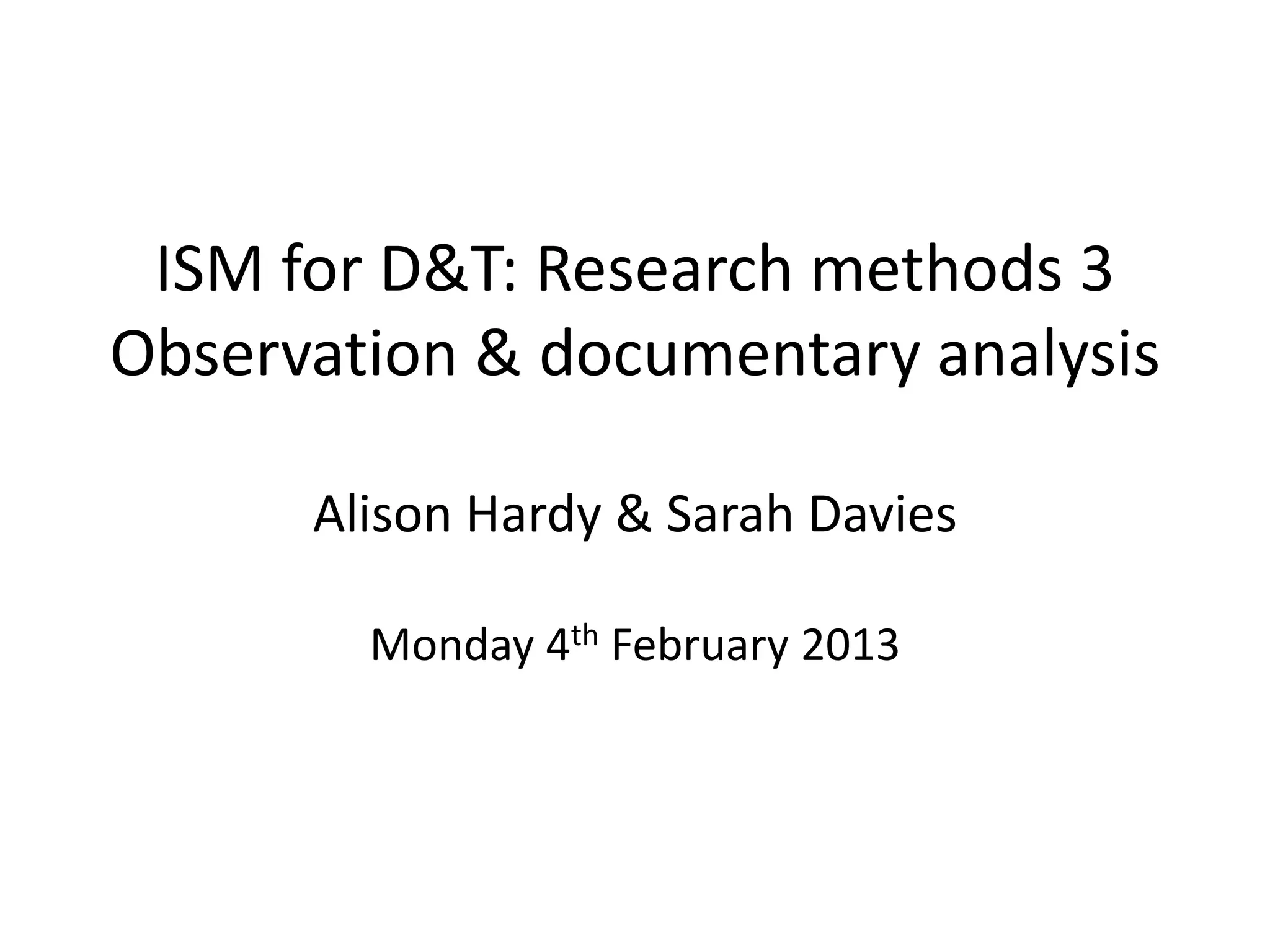 Observation and documentary analysis | PPTX