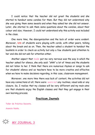 Observation and practicum journals second period | DOCX