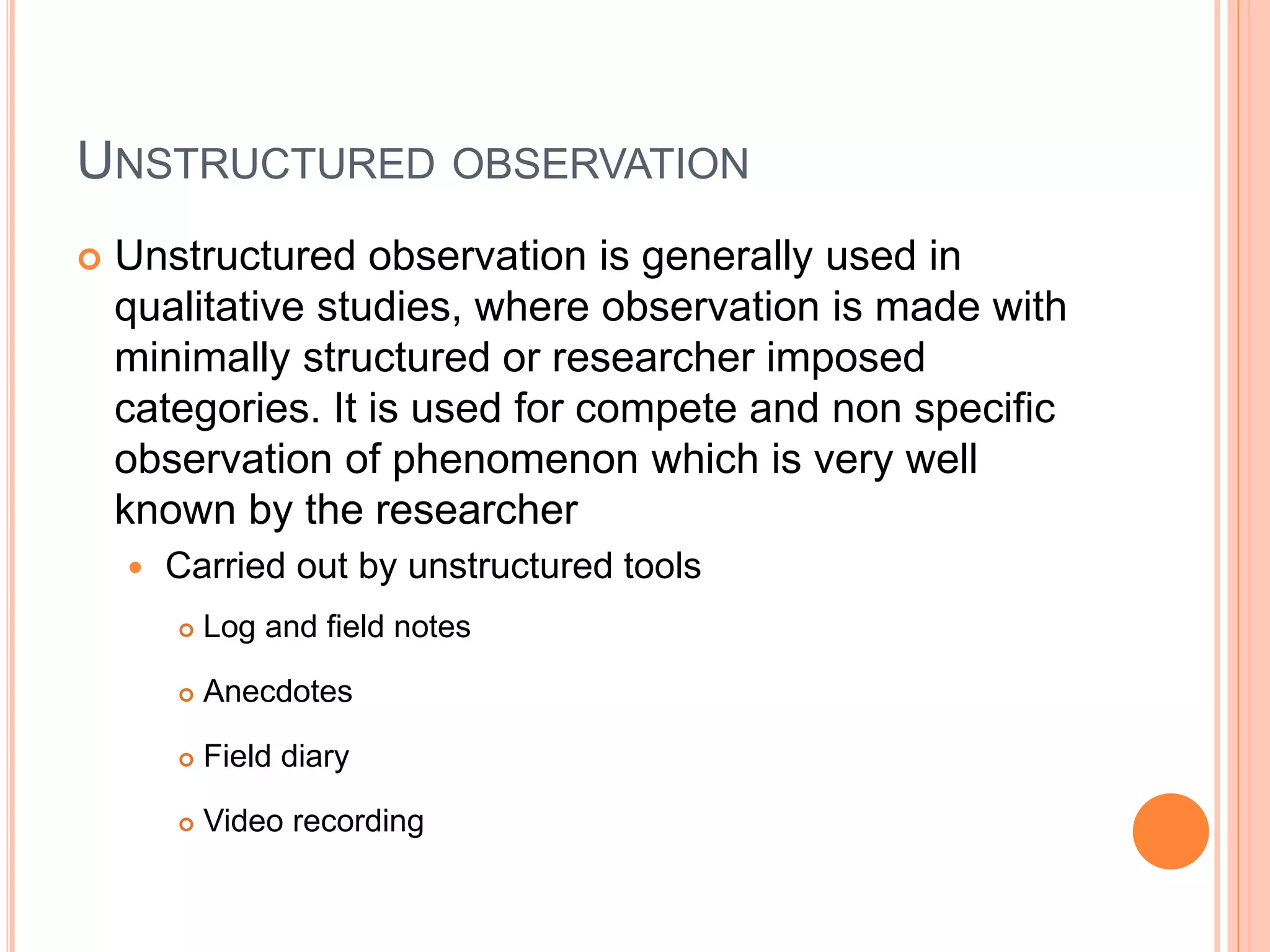 Observation as a method of data collection | PPTX