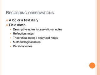 Observation as a method of data collection | PPTX