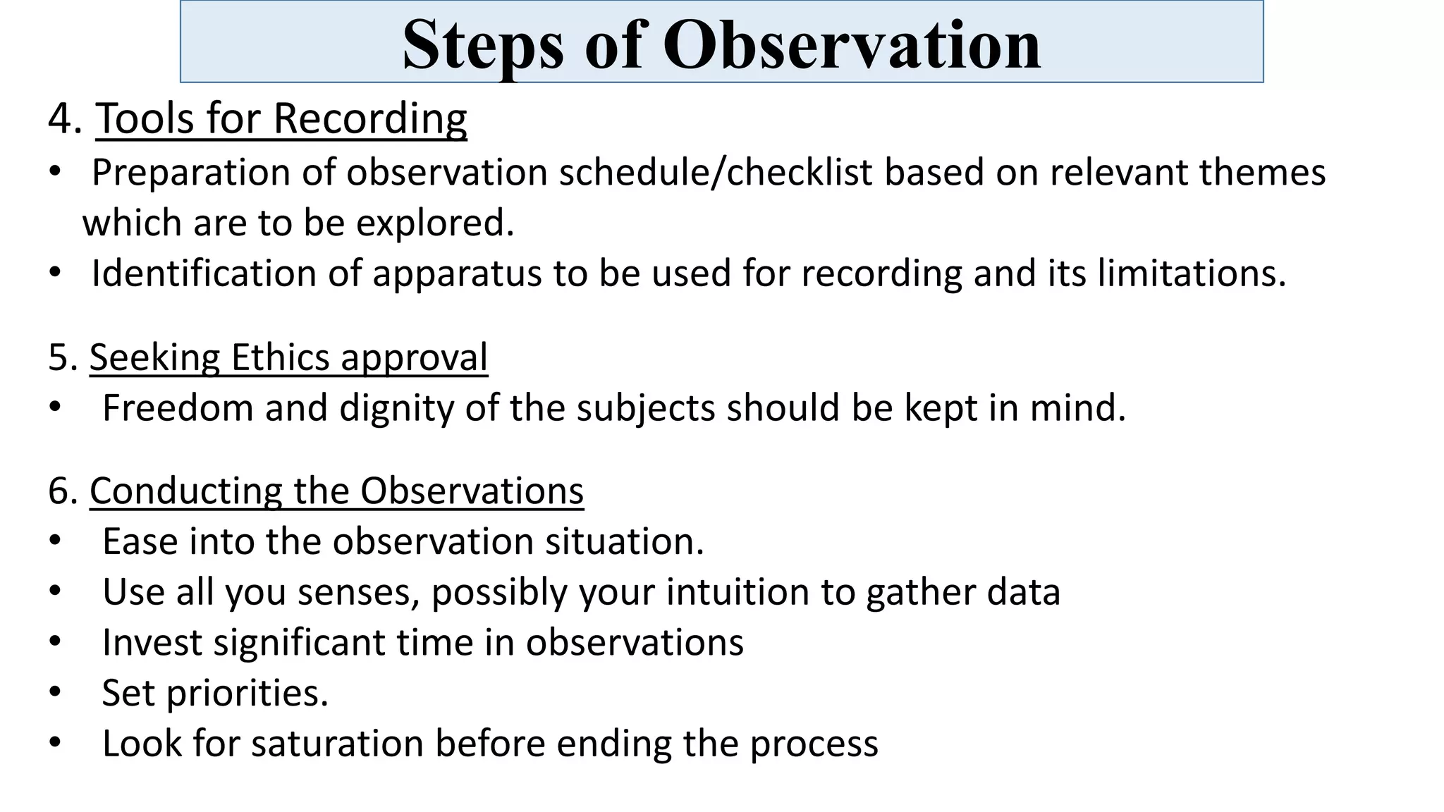 Observation as a Research Tool | PPTX