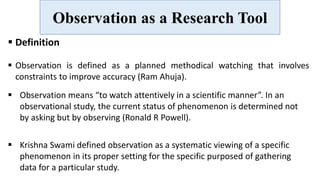 Observation as a Research Tool | PPTX