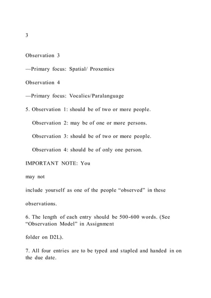 Observation Assignment1. Objective To observe, record, | PDF