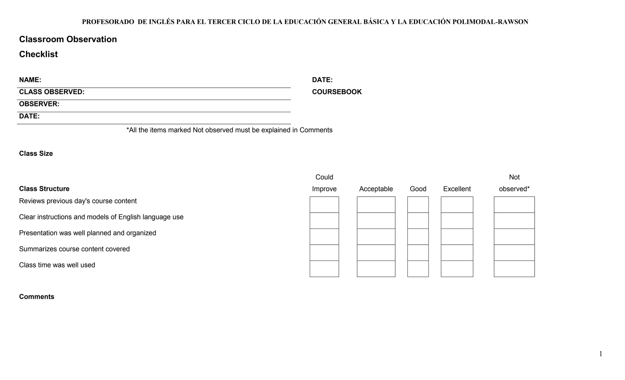 OBSERVATION_CHECKLIST donde la doc obser | PPT