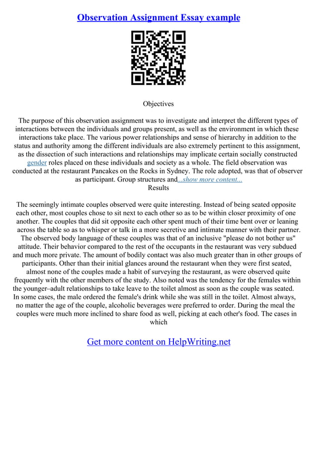 Observation Essay Example | PDF