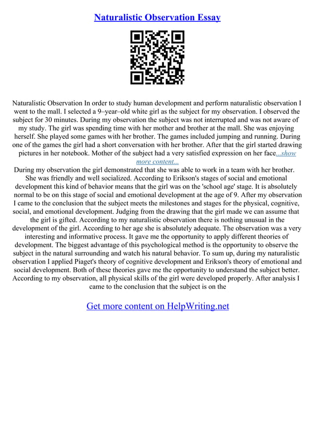Observation Essay Example | PDF