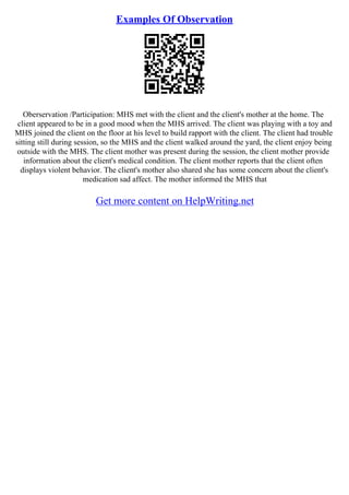 Observation Essay Example | PDF