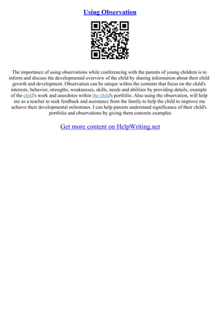 Observation Essay Example | PDF