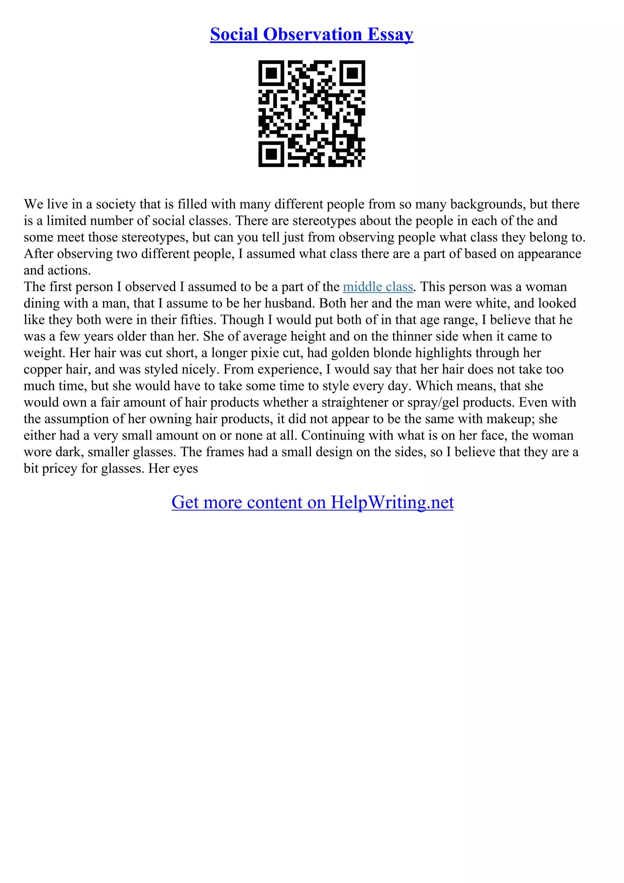 Observation Essay Ideas | PDF | Daycare and Pre-School | Parenting