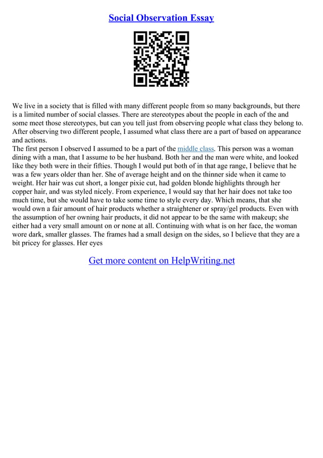 Observation Essay Ideas | PDF | Daycare and Pre-School | Parenting