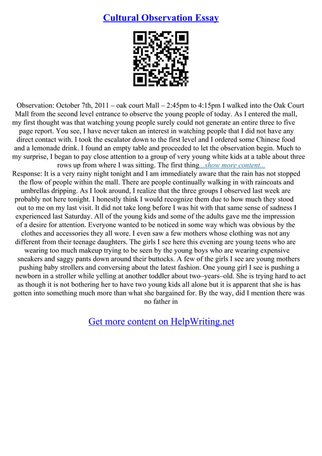Observation Essay Ideas | PDF | Daycare and Pre-School | Parenting