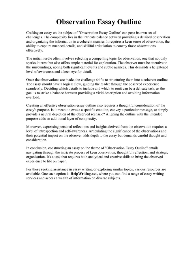 Observation Essay Outline | PDF