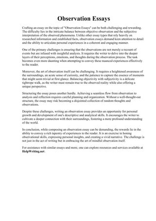 Observation Essays | PDF