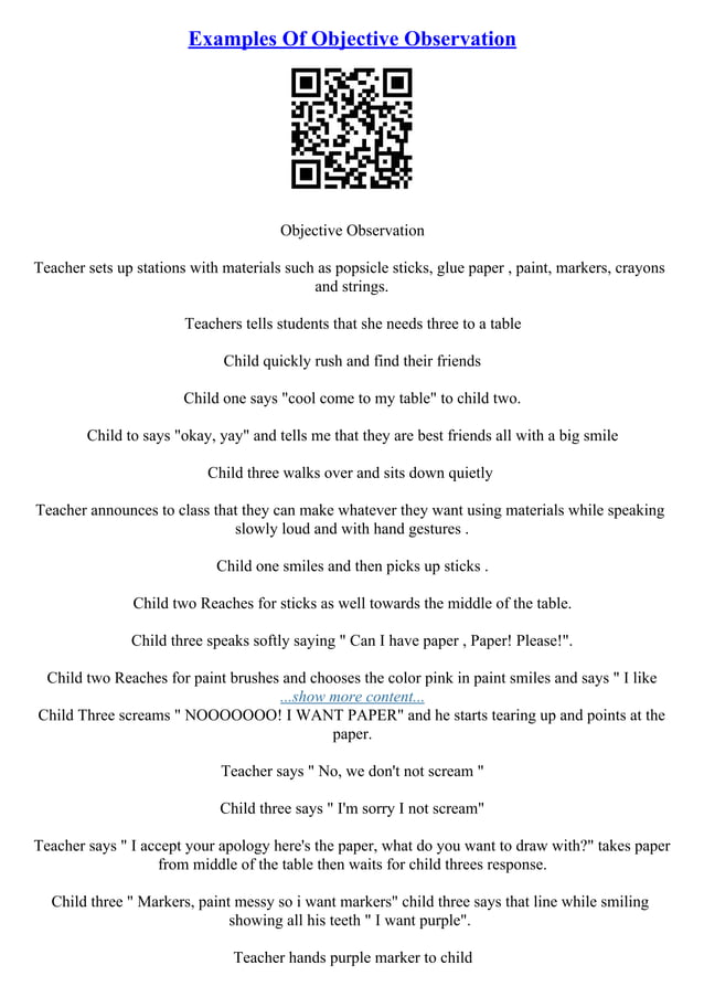 Observation Essay Samples | PDF