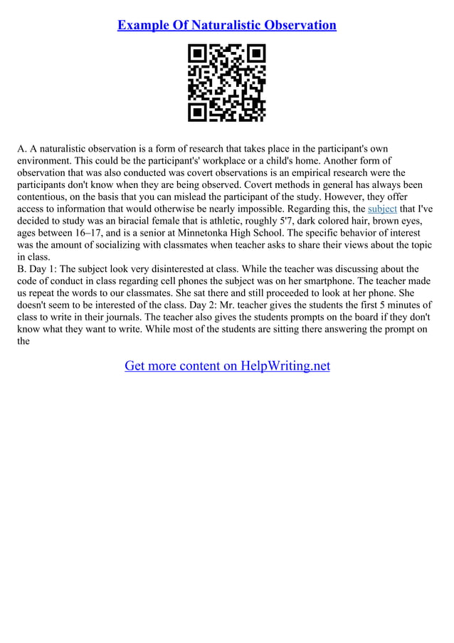 Observation Essay Samples | PDF