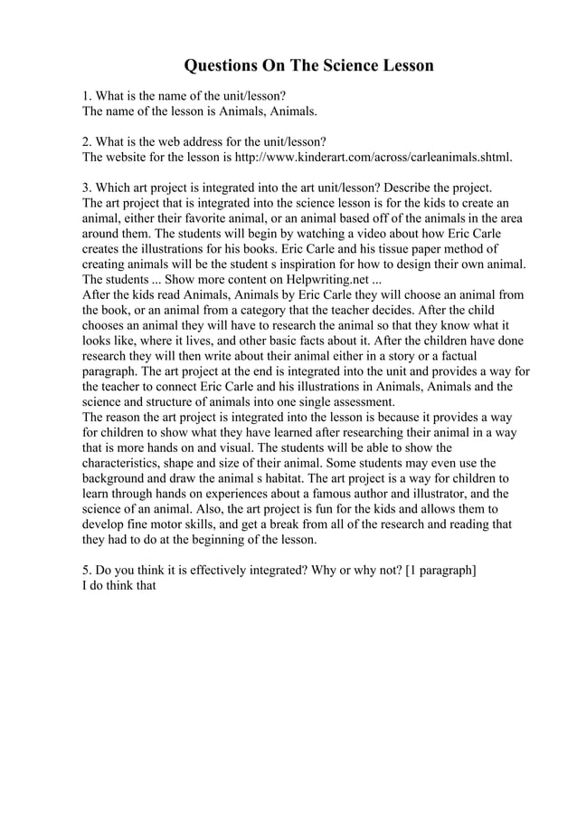 Observation Essays Examples | PDF