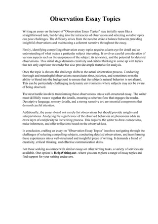 Observation Essay Topics | PDF