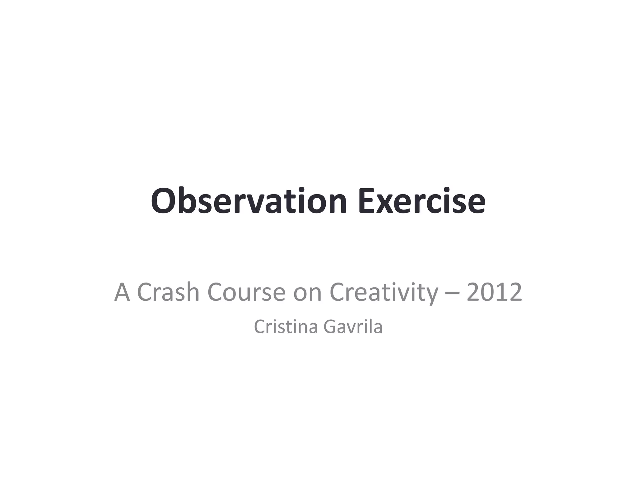 Observation exercise | PPTX