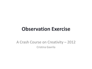 Observation exercise | PPTX