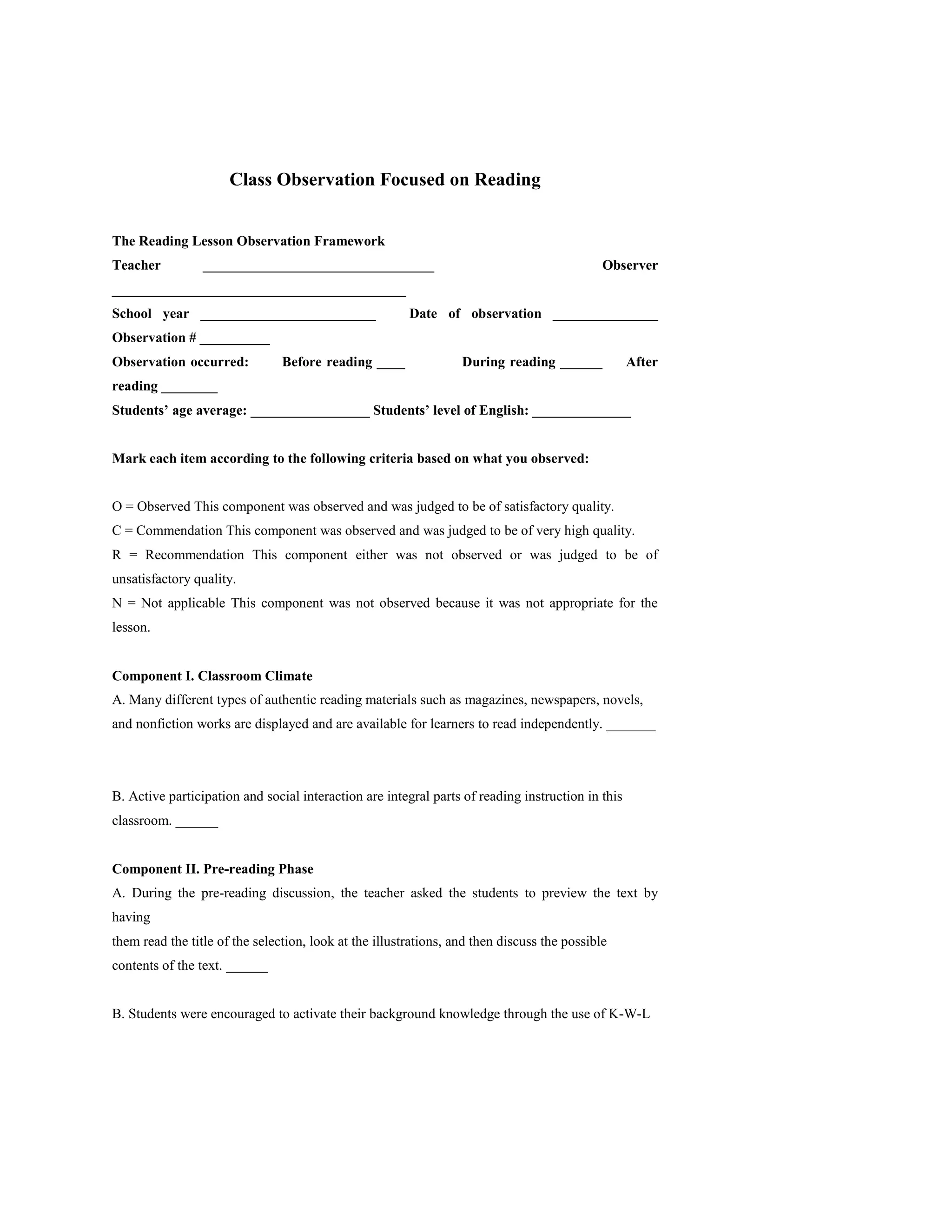 Observation form | PDF