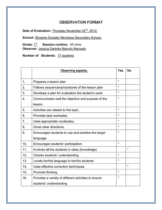 Observation format | DOCX | Education