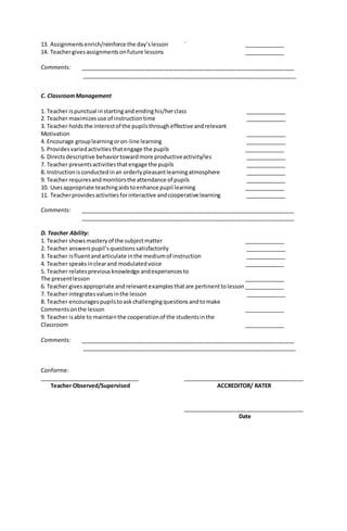 Observation guide | PDF