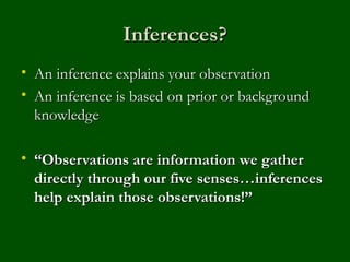 Observation & Inference Presentation | PPT | Arms & Ammunition ...