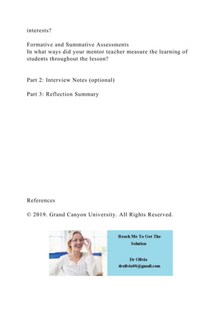 Observation, Interview, and Reflection Part 1 Observati.docx | Special ...