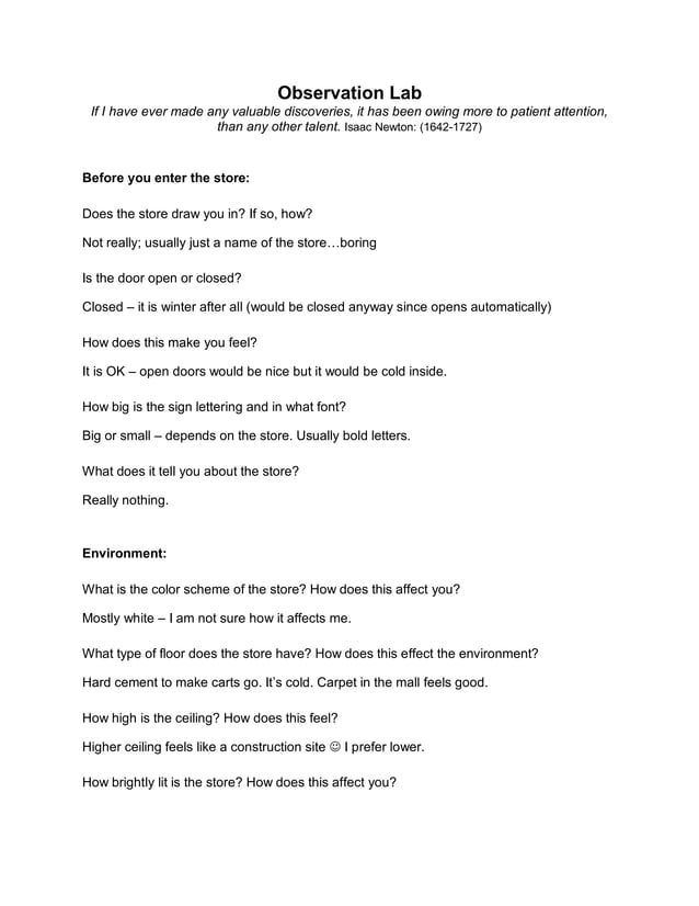 Observation lab | PDF