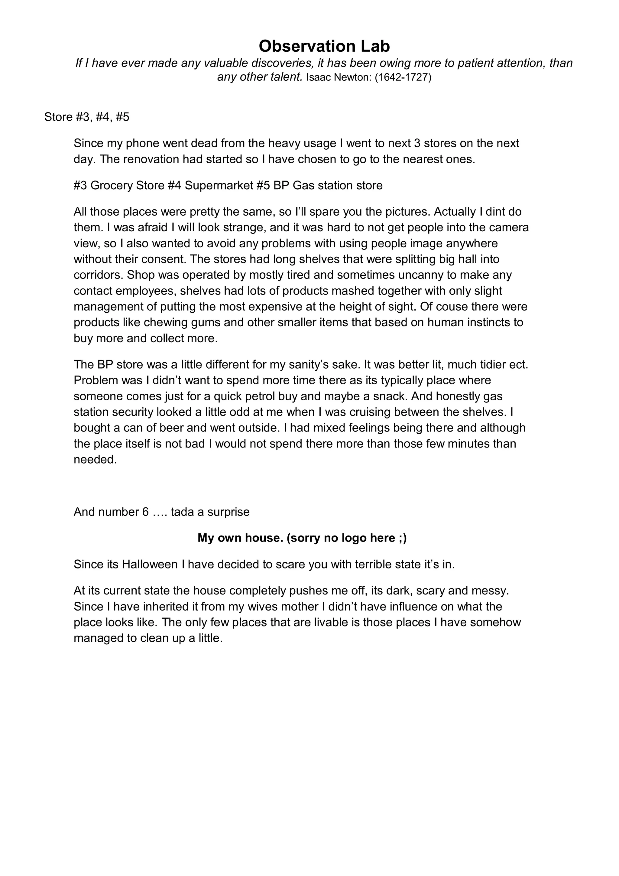 Observation lab | PDF