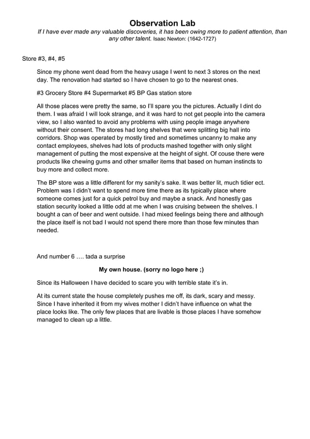 Observation lab | PDF